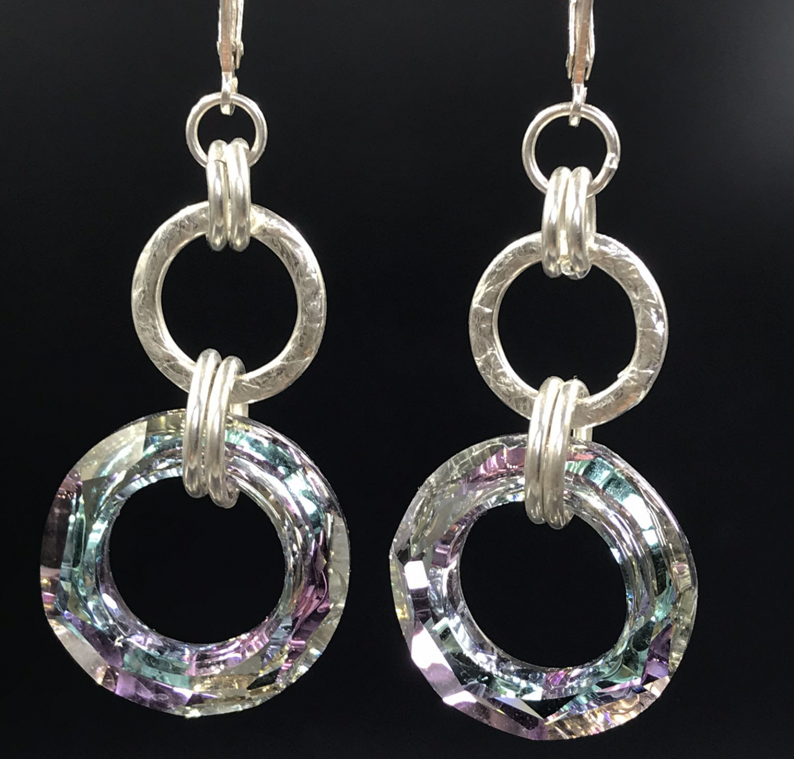 Sterling SIlver and Crystal Double Link Earrings | MAD Dreams Jewelry
